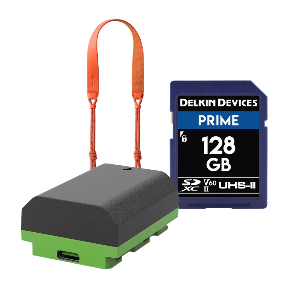 Delkin Prime 128GB SD Card with PGYTECH Strap Air Orange and Re-Fuel N