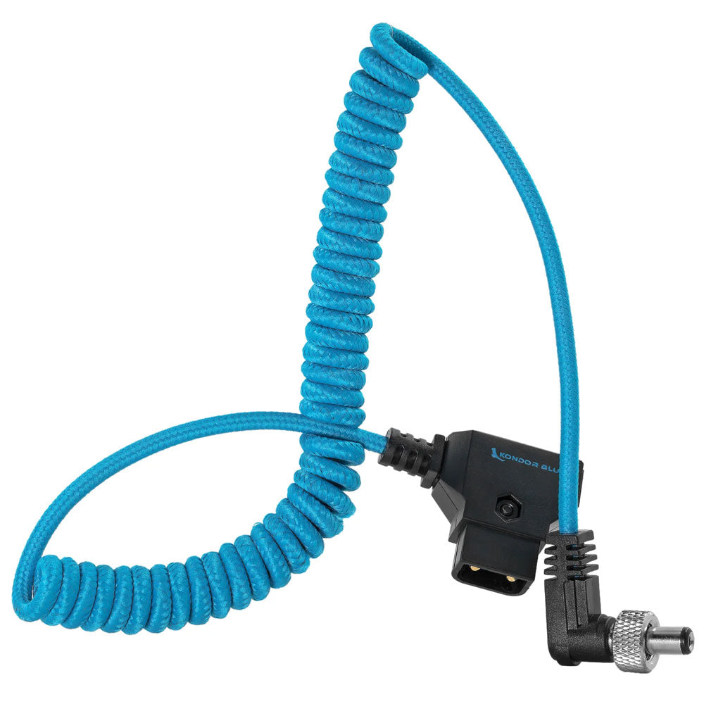 Kondor Blue Coiled D-Tap to Locking DC 2.5mm Right Angle Cable (Amaran